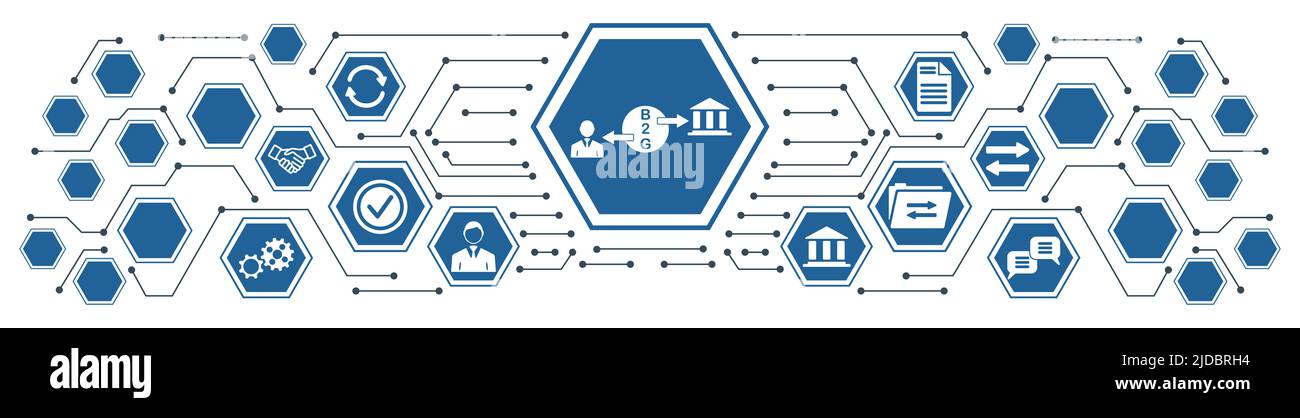 Concept of b2g with connected icons Stock Photo - Alamy
