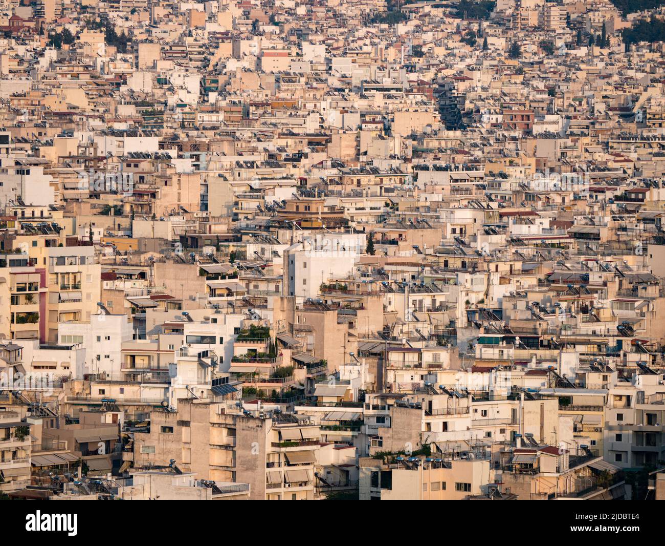 Views of Athens' dense city scape seen from Acropolis hill during ...