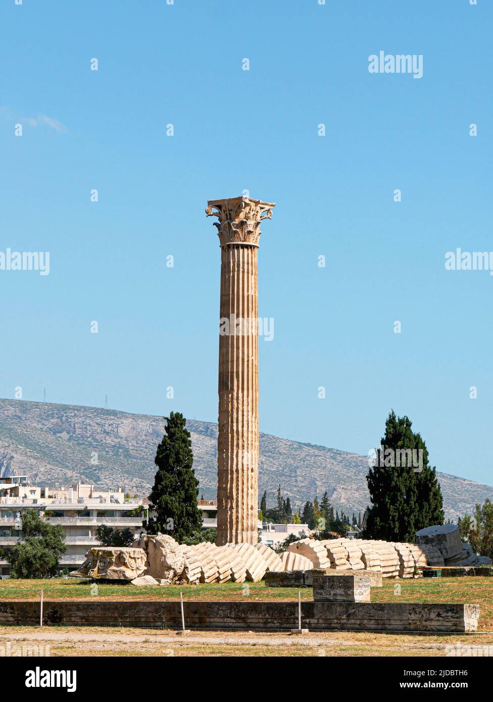 Single Pillar standing at the Temple of Olympian Zeus - Athens, Greece ...