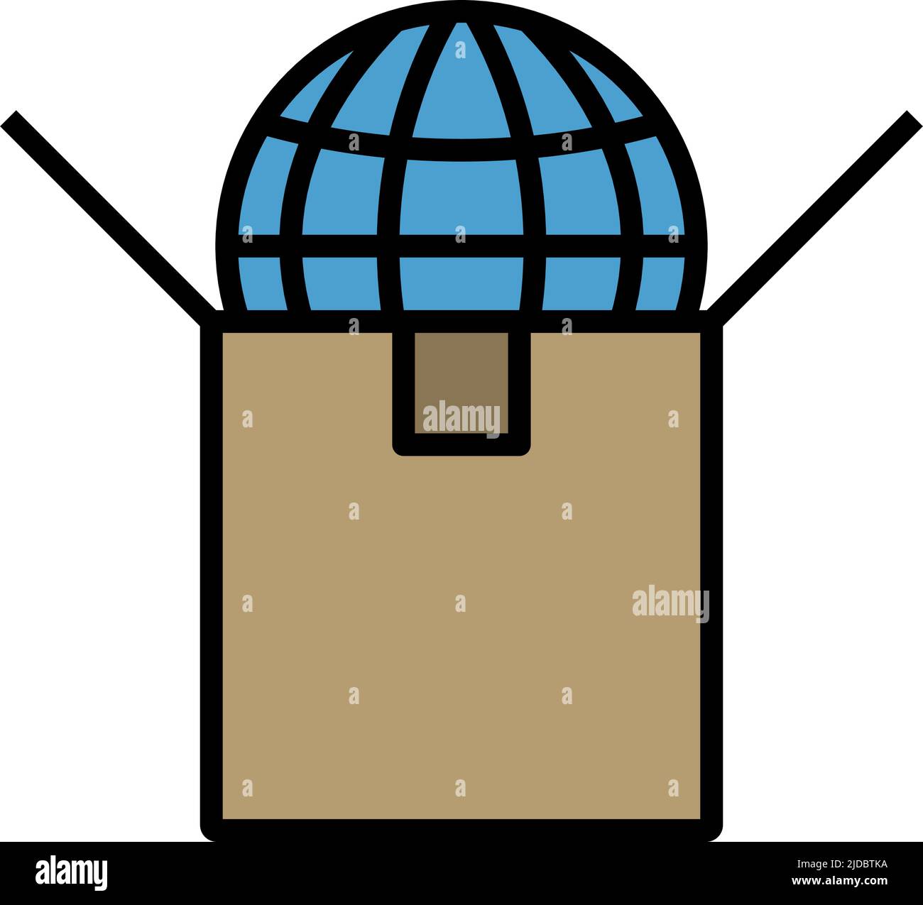 Planet In Box. Editable Bold Outline With Color Fill Design. Vector ...