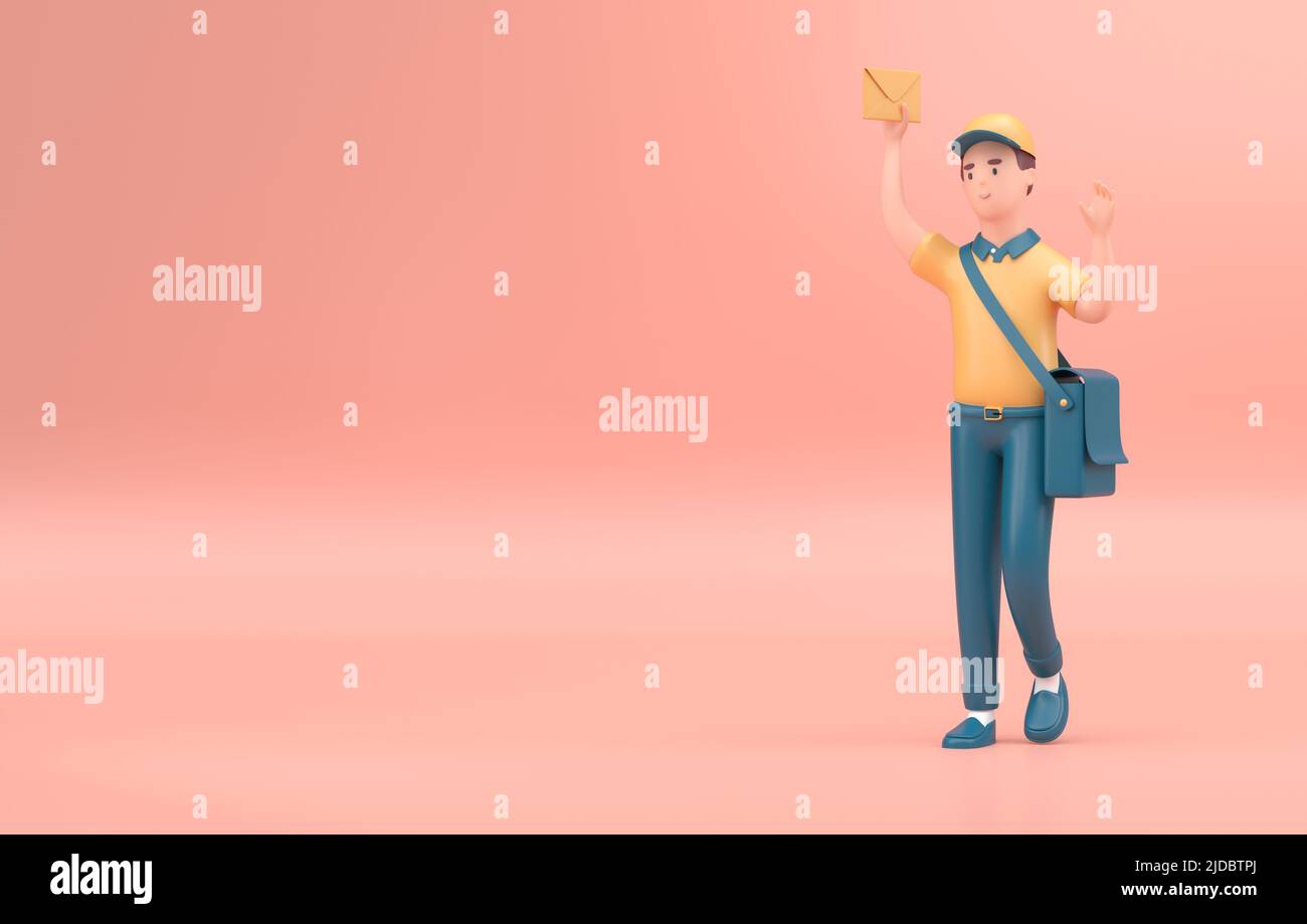 Isolated 3D Postman. 3D render Stock Photo - Alamy