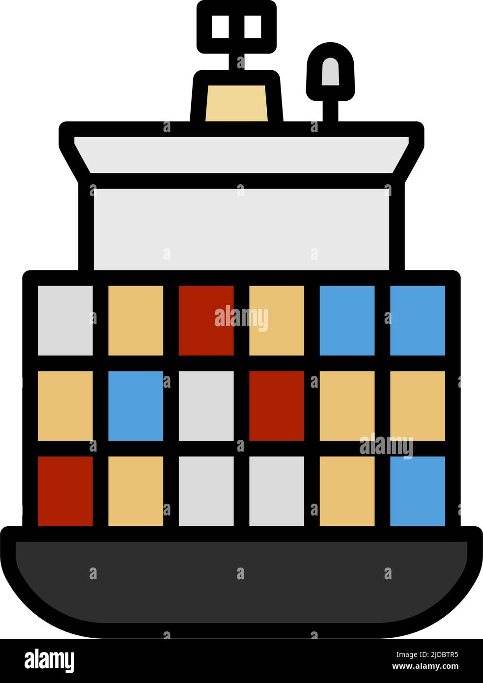 Container Ship Icon. Editable Bold Outline With Color Fill Design ...