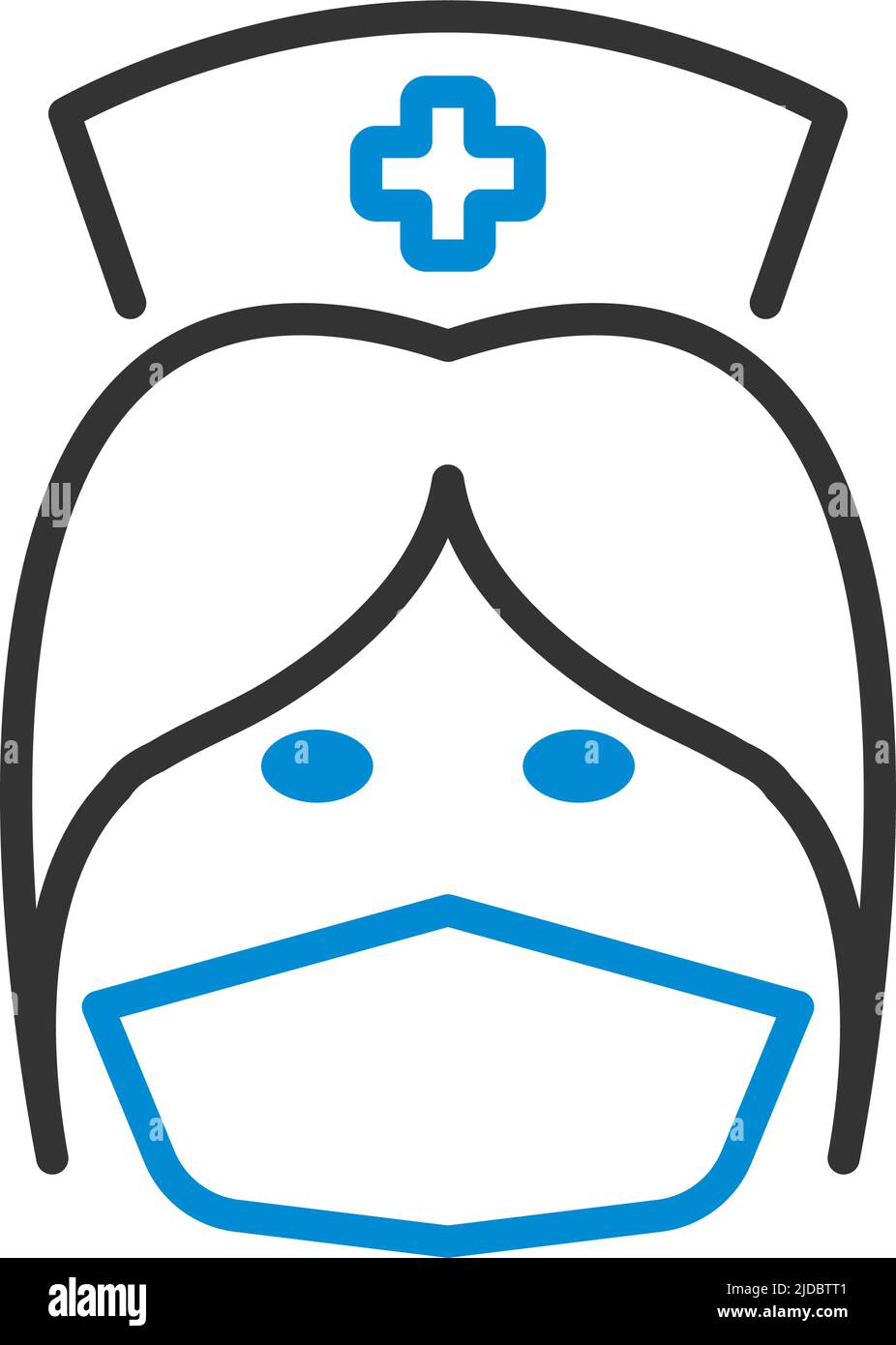 Nurse Head Icon. Editable Bold Outline With Color Fill Design. Vector ...