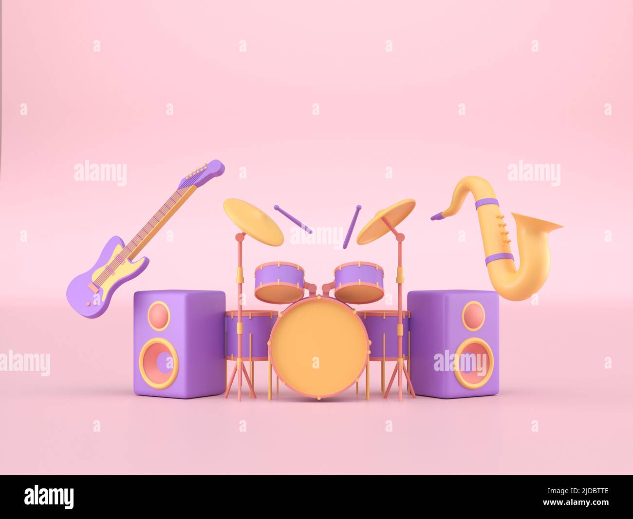 Isolated Musical Instruments. 3D render Stock Photo - Alamy