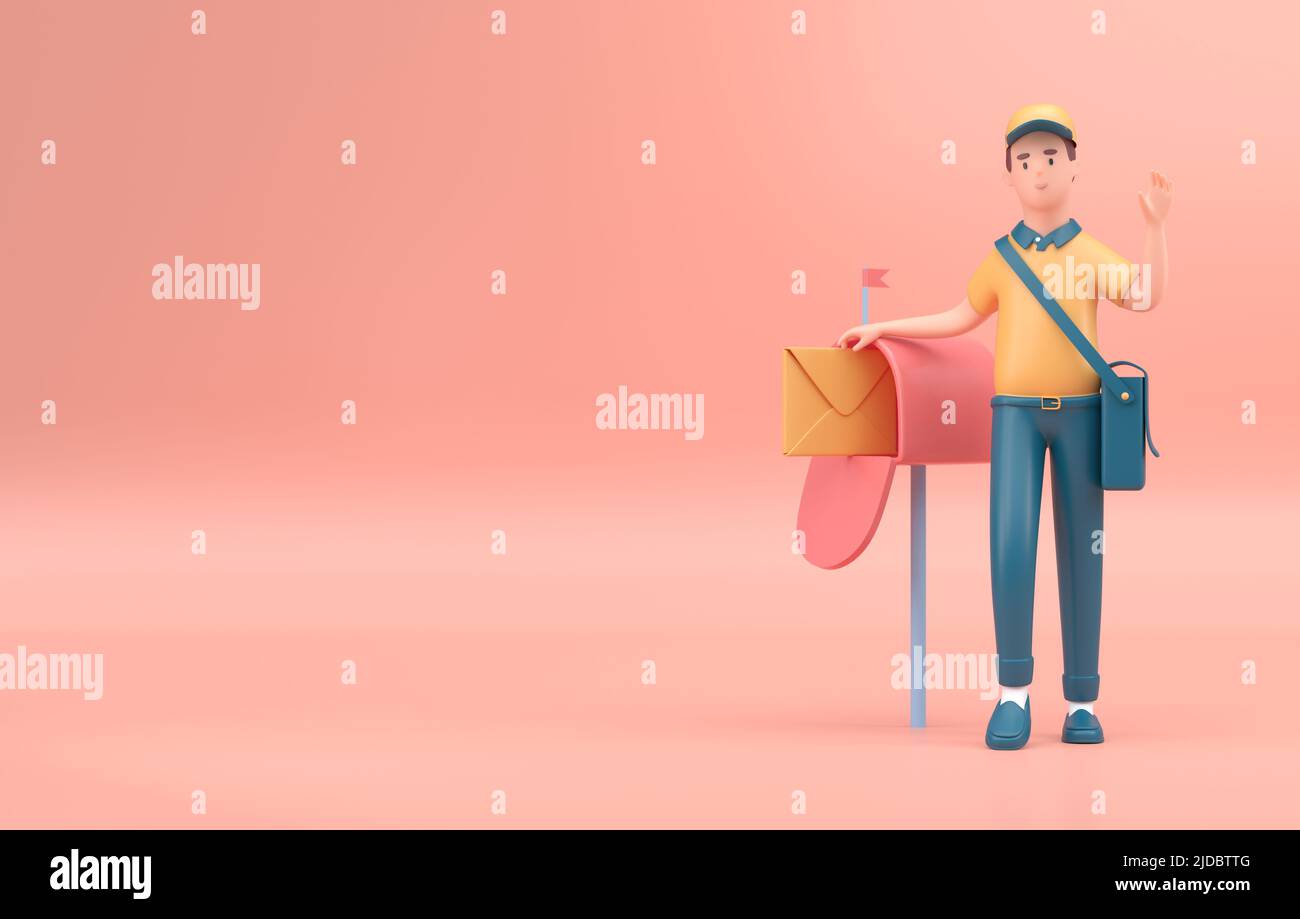 Isolated 3D Postman. 3D render Stock Photo - Alamy