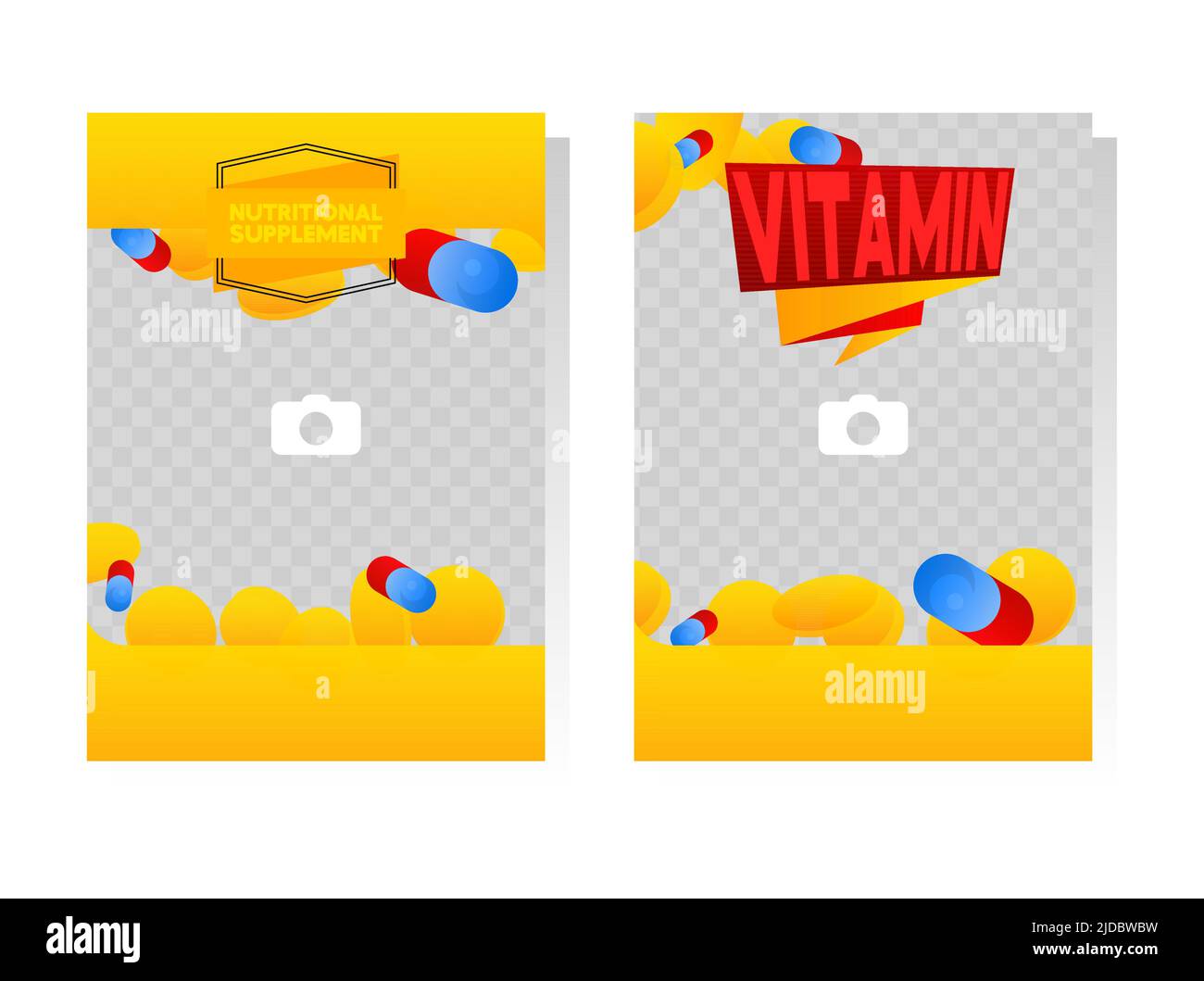 Set of Modern Abstract Vitamin banner template for advertising ...