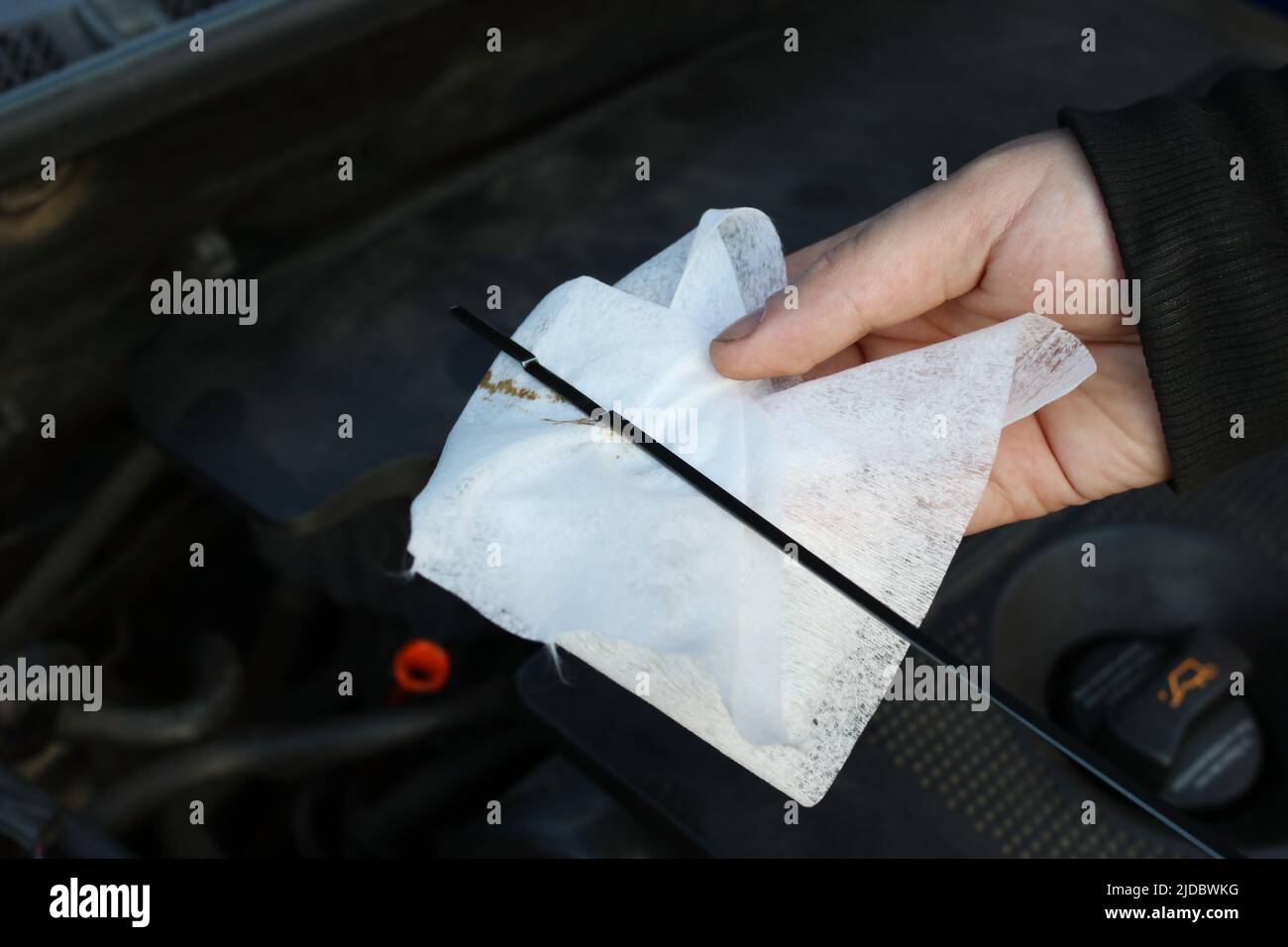Checking the oil level in the car Stock Photo - Alamy