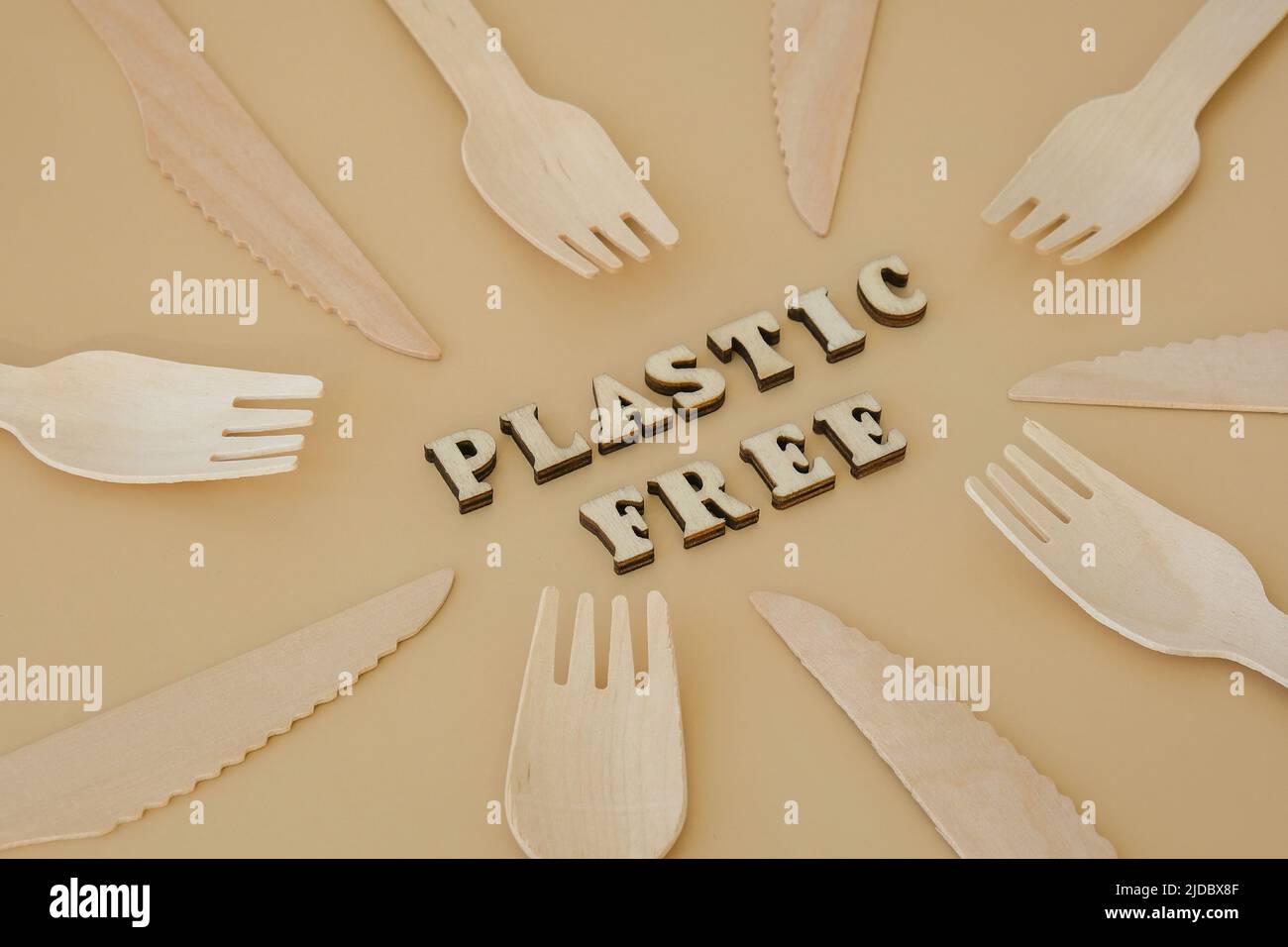 PLASTIC FREE text around Eco friendly, disposable, recyclable ...