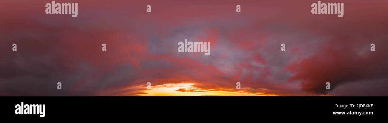 Dramatic dark burning red sunset sky panorama. Hdr seamless spherical ...