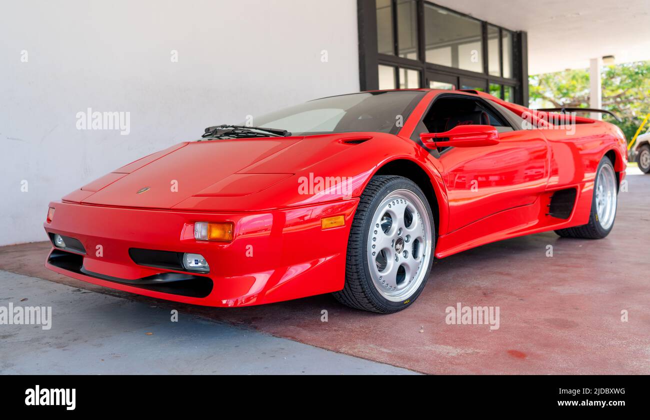 Miami Beach, Florida USA - April 15, 2021: red Lamborghini diablo ...