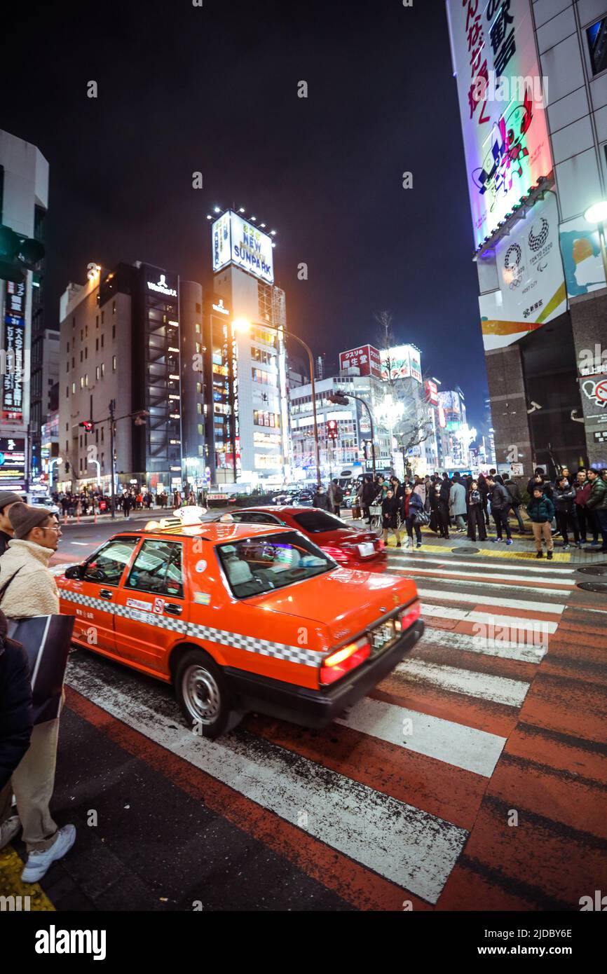 Tokyo, Japan - January 08, 2020: Japanese Cars and Taxi on the ...