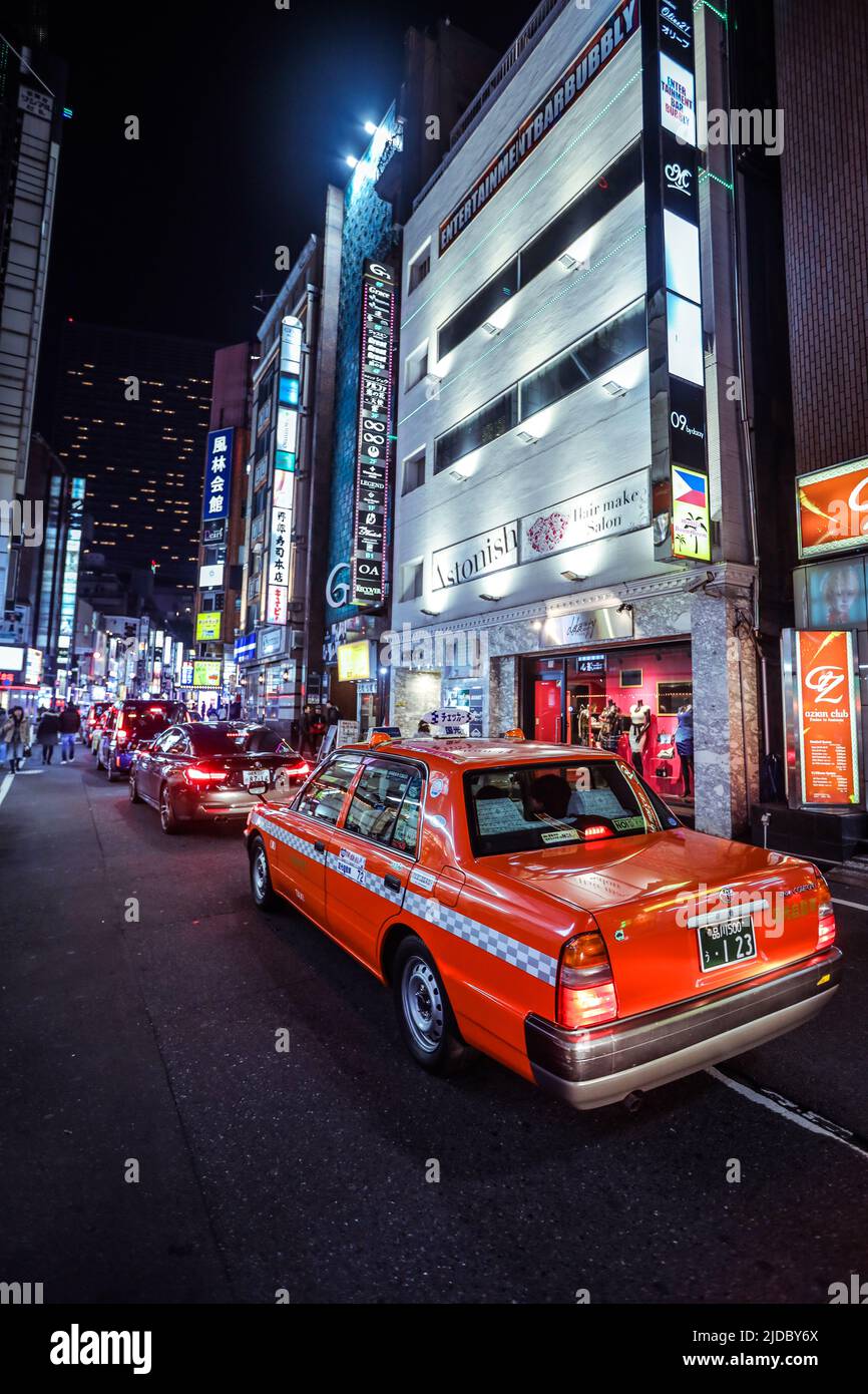 Tokyo, Japan - January 08, 2020: Japanese Cars and Taxi on the ...