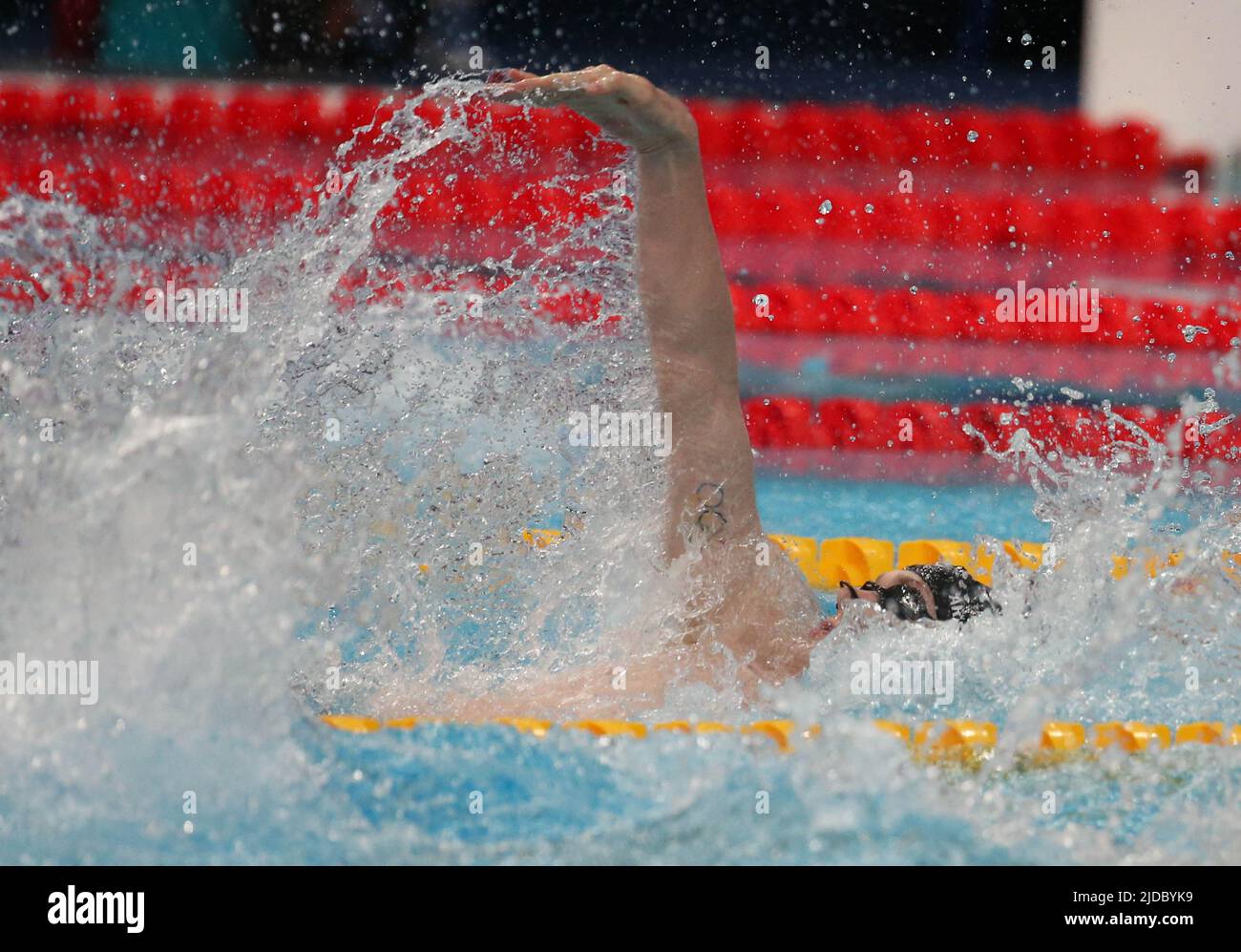 Hunter Armstrong of USA 1/2 Final 100 M Backstroke Men during the 19th ...