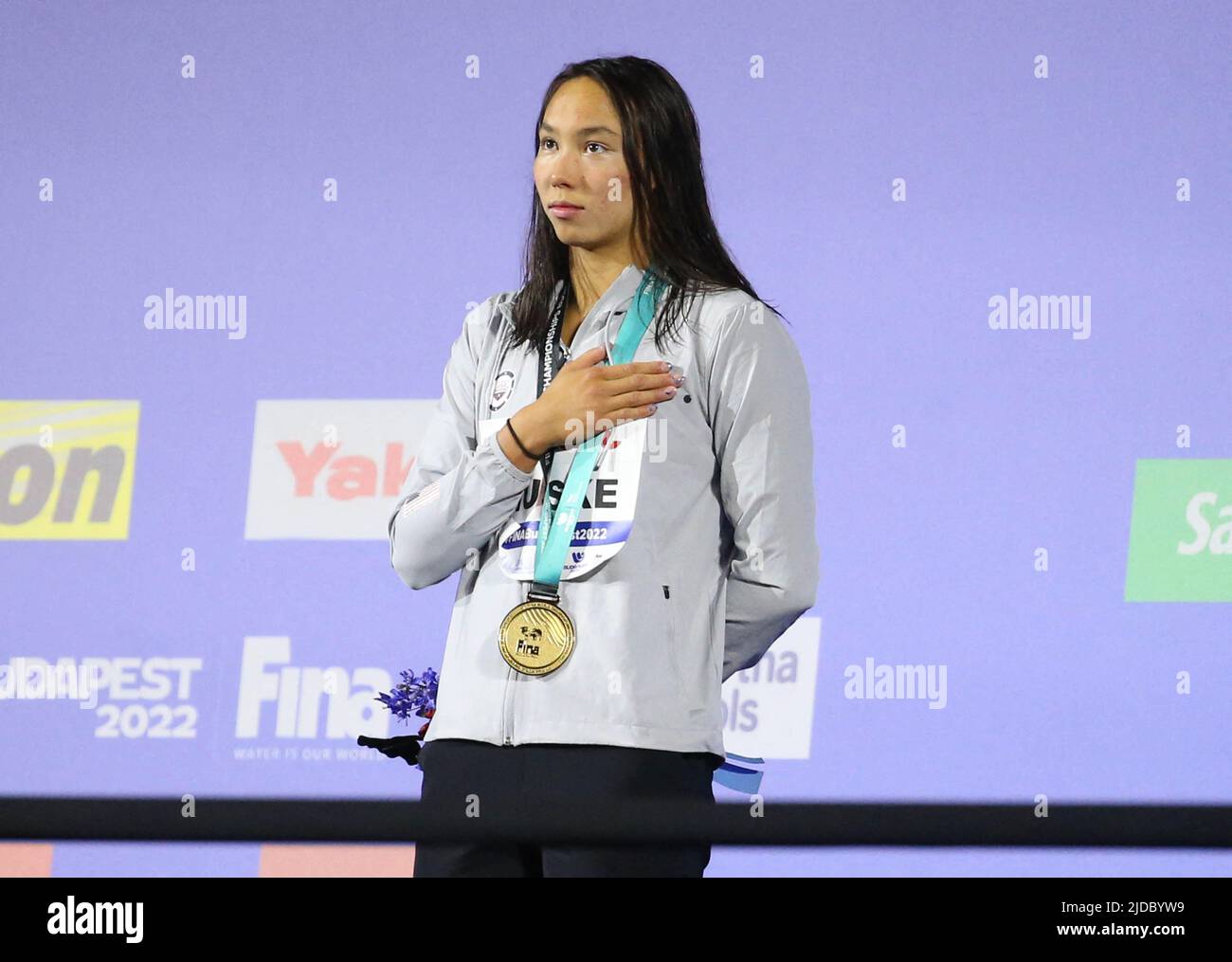Tori Huske of USA Podium 100 M Butterfly Women during the 19th FINA ...