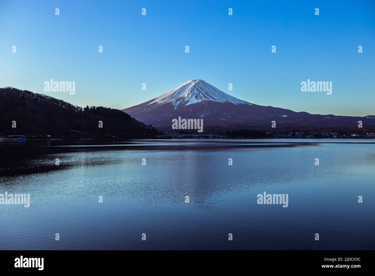 Sunrise View to the Fuji Mount in the Clear Pink and Violet Sky, Japan ...