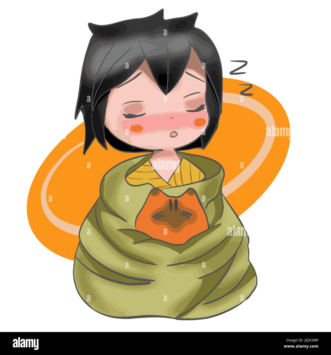 Cute anime girl, sleep sweetly in anime style, comic book cartoon ...