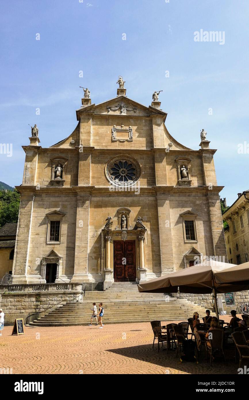 Switzerland, Canton Ticino, Bellinzona, Collegiata square, Collegiata ...