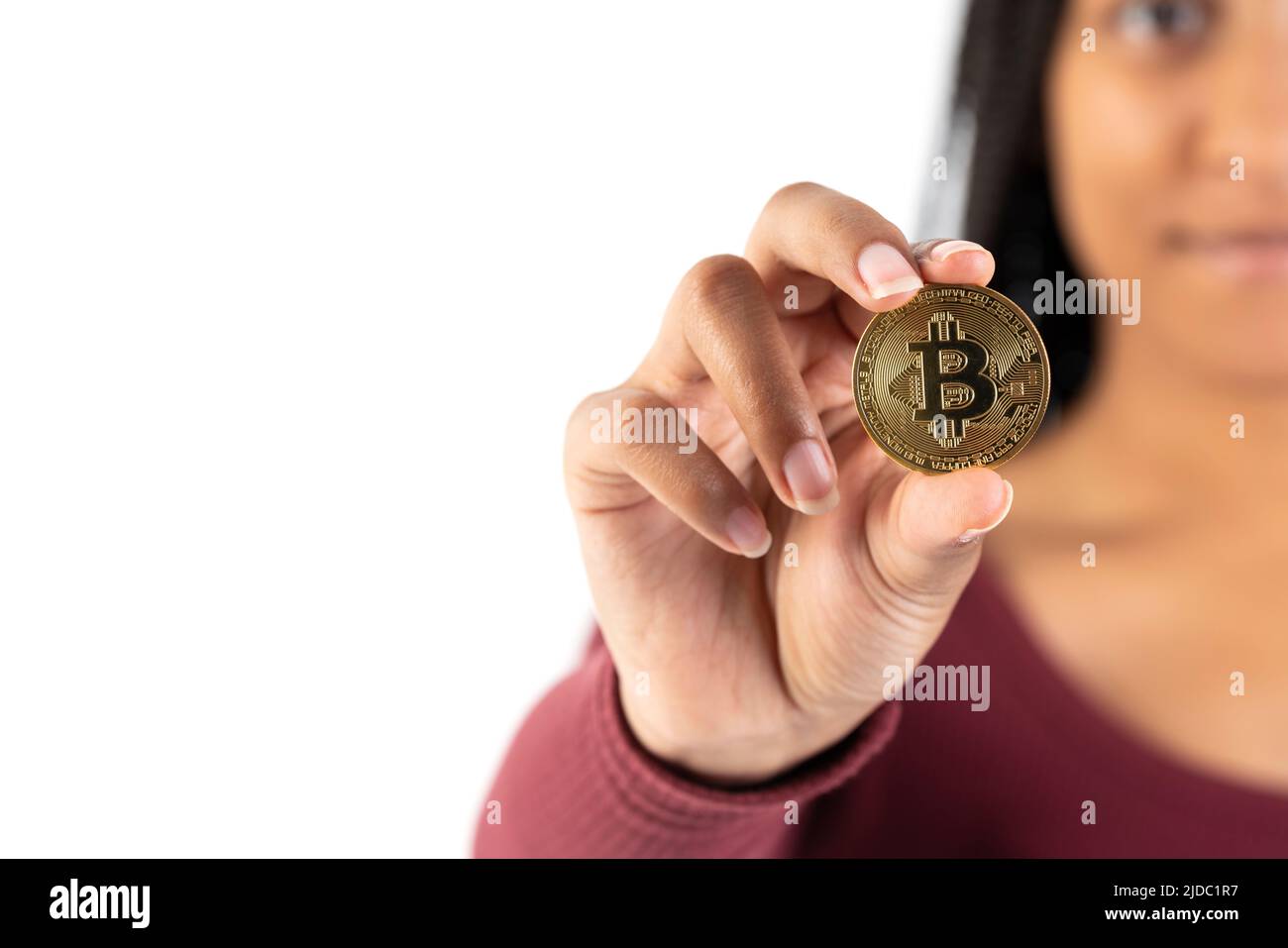 Young female showing black hi-res stock photography and images - Alamy