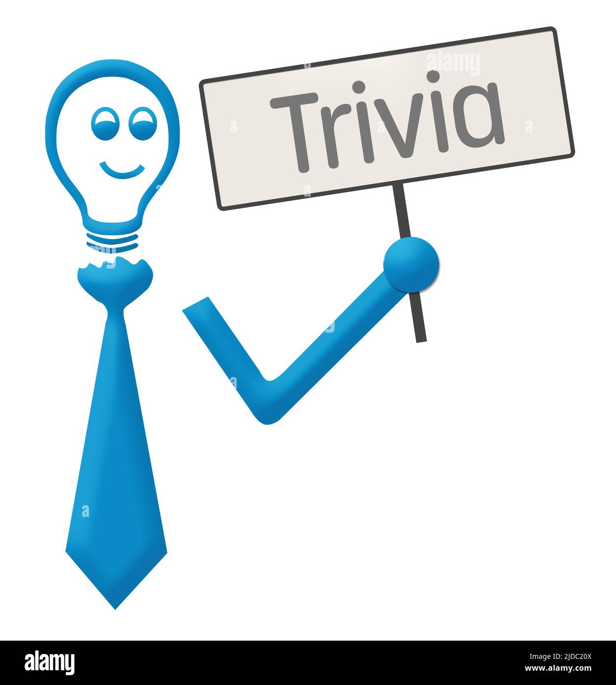 Trivia Bulb With Necktie Holding Signboard Stock Photo - Alamy