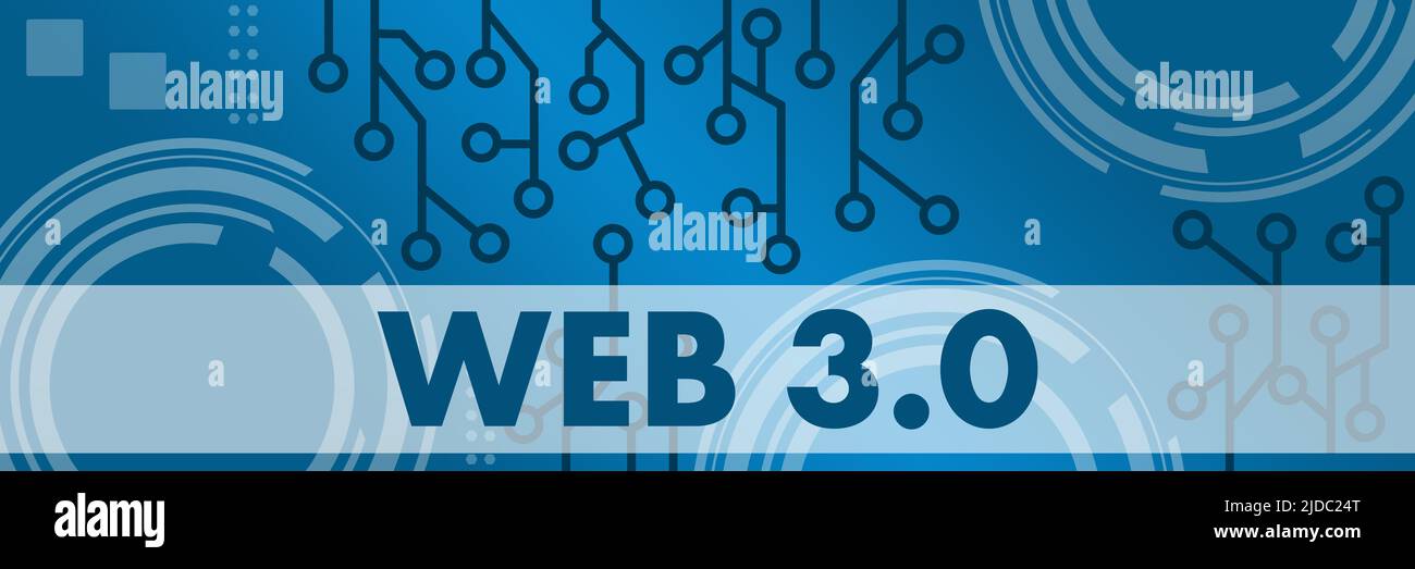 Web Three Point Zero Blue Technology Background Circuit Blue Horizontal Stock Photo - Alamy