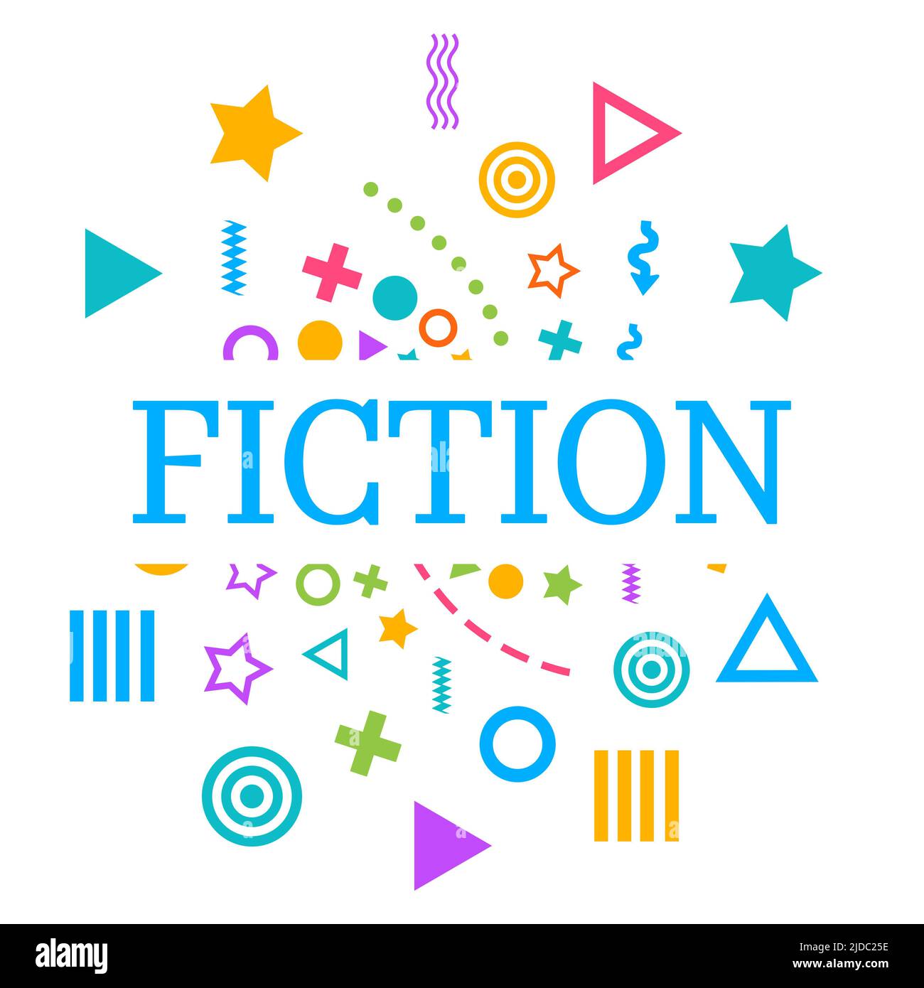 Fiction Colorful Random Shapes Circular Text Stock Photo - Alamy