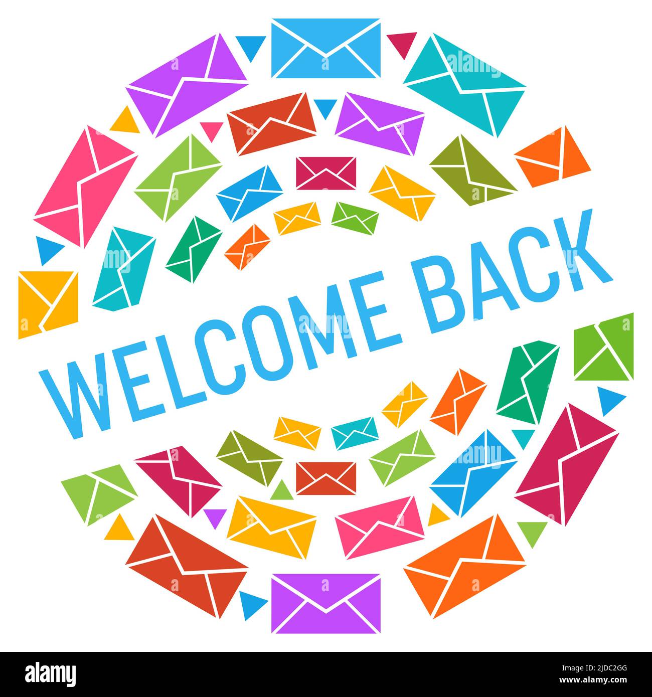 Welcome Back Envelope Colorful Circular Badge Style Stock Photo - Alamy