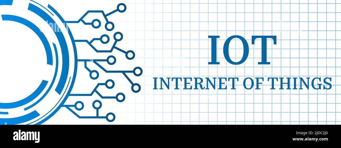 IoT - Internet Of Things Tech Circle Circuit Blue Horizontal Text Stock ...