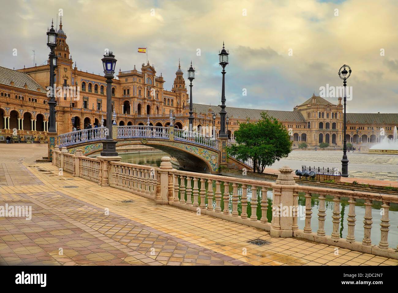 Plaza de Espana, Maria Luisa Park, Seville, Spain - tourists walking ...