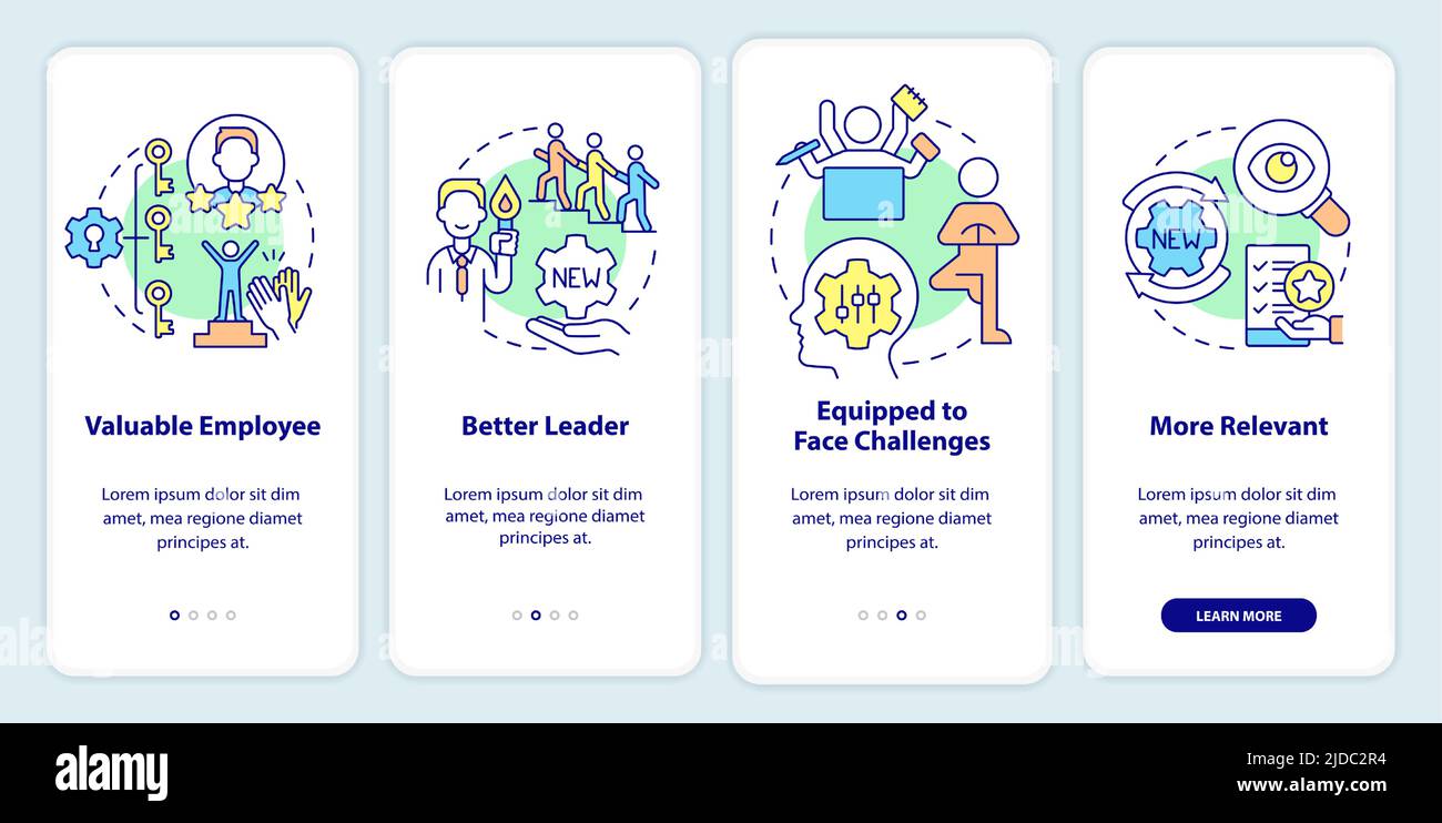 Benefits of workplace adaptability onboarding mobile app screen Stock Vector Image & Art - Alamy