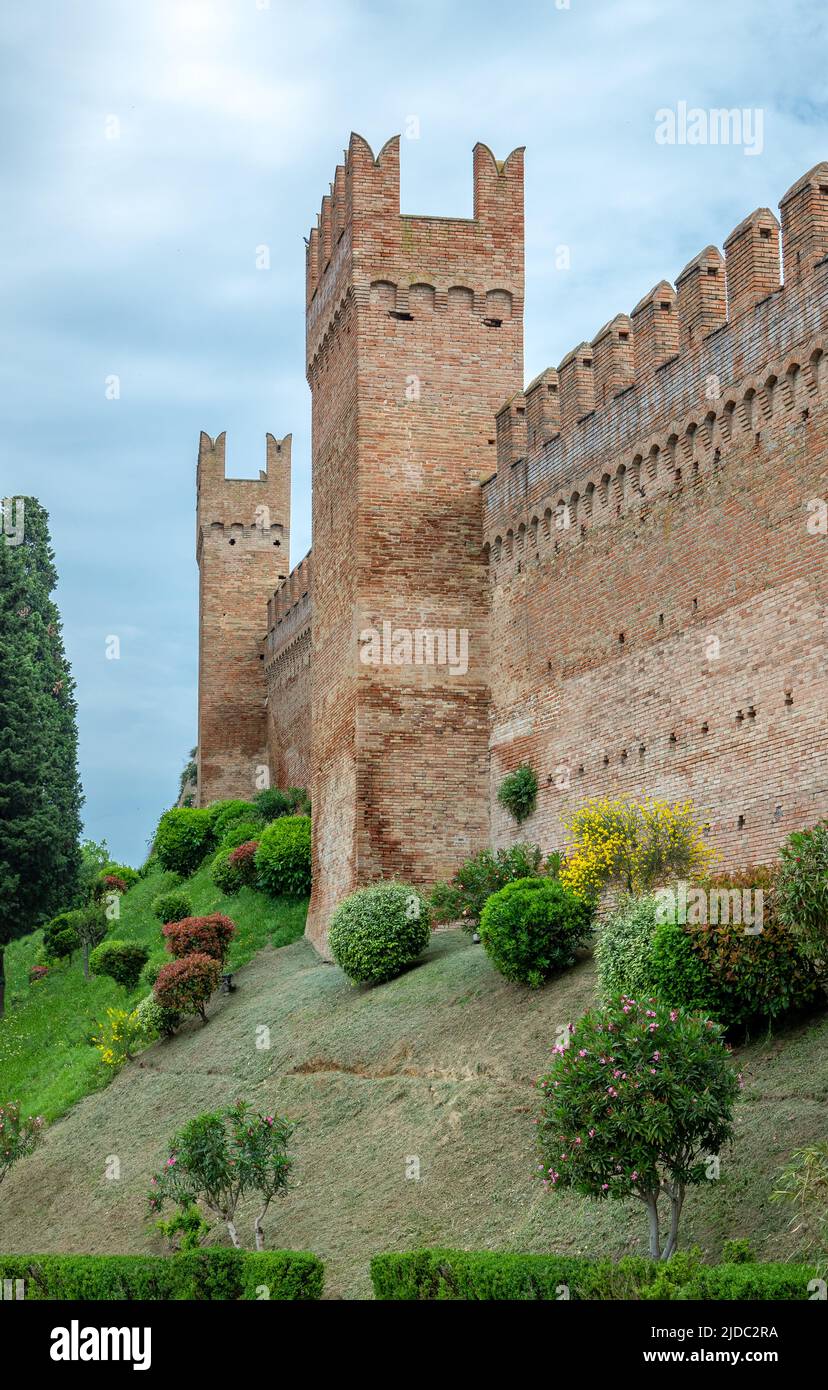 Italy Gradara, view of the walls surrounding the medieval village Stock ...