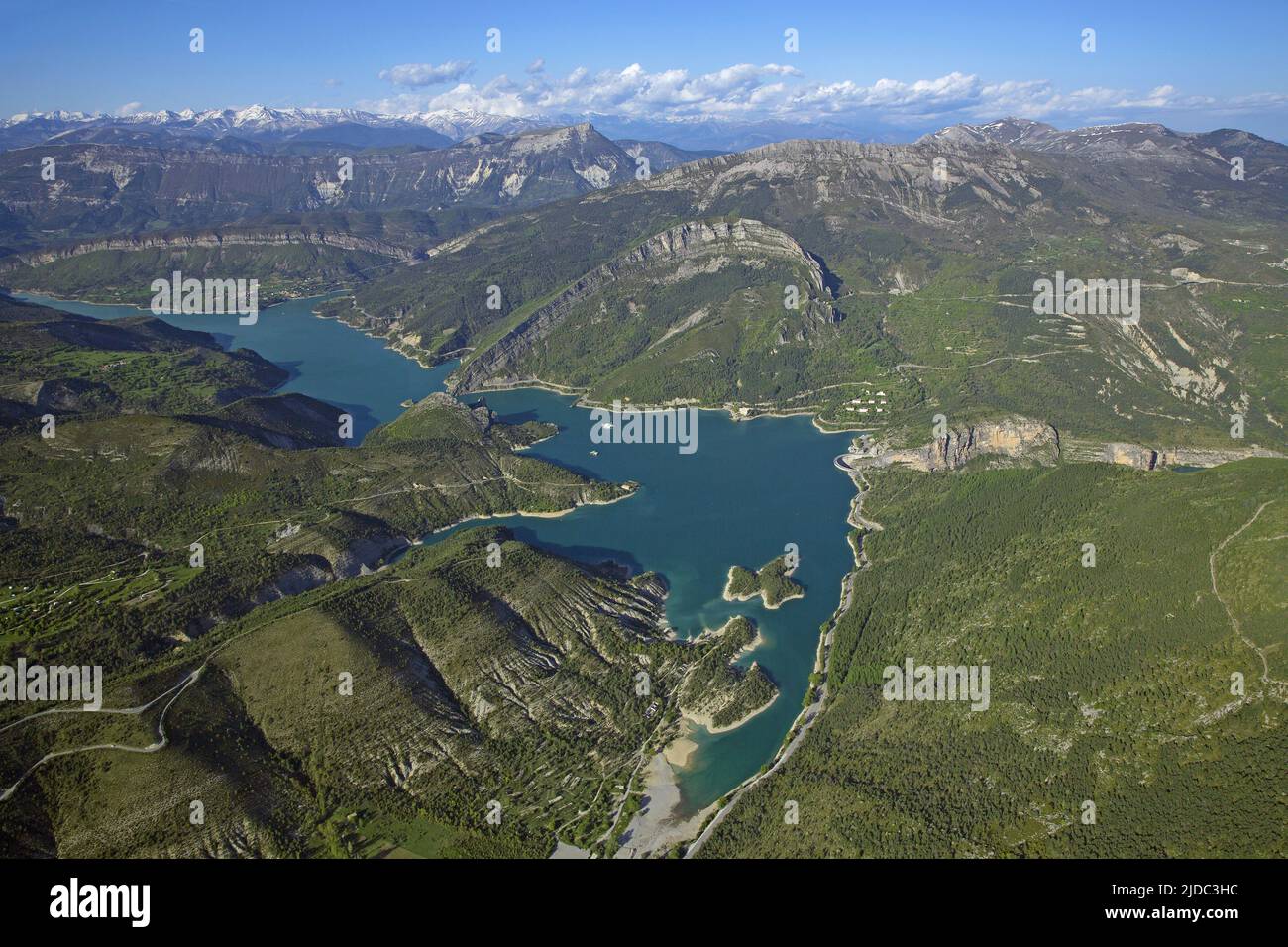 France, Alpes-de-Haute-Provence, and Castillon dam lake and Lake ...