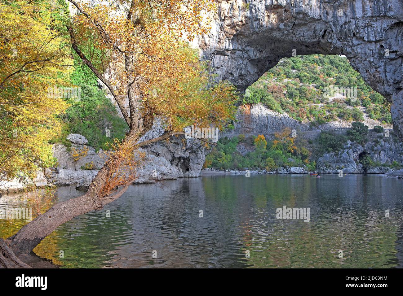 France, Ardèche Vallon-Pont-d'Arc, natural arch carved out by the ...