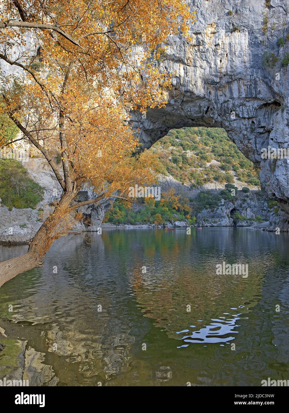 France, Ardèche Vallon-Pont-d'Arc, natural arch carved out by the ...