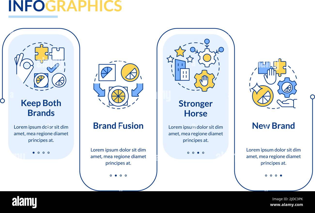 Brand consolidation rectangle strategies infographic template Stock ...