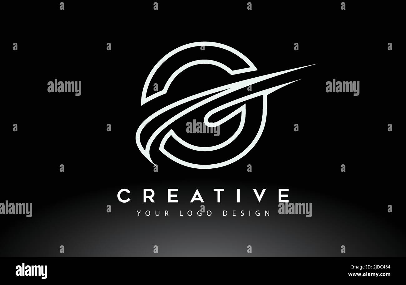Creative G Letter Logo Design with Swoosh Icon Vector Illustration ...