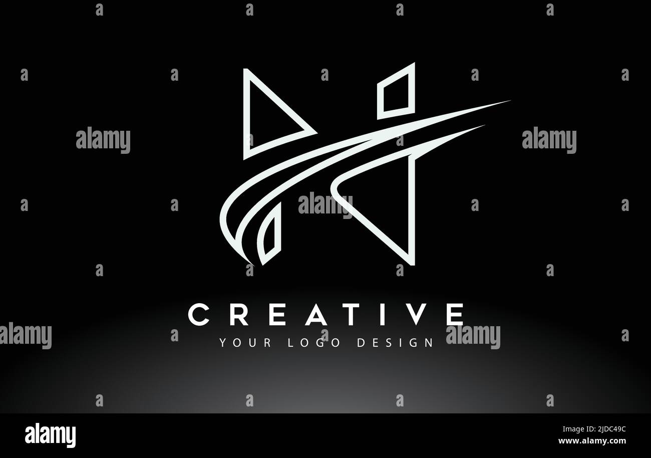 Creative N Letter Logo Design with Swoosh Icon Vector Illustration ...