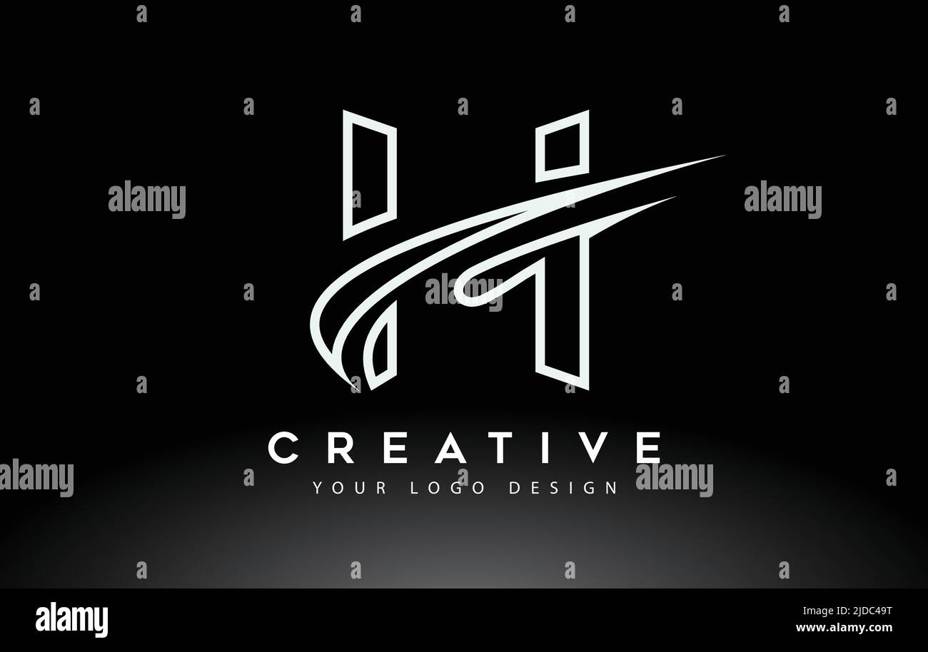 Creative H Letter Logo Design with Swoosh Icon Vector Illustration ...