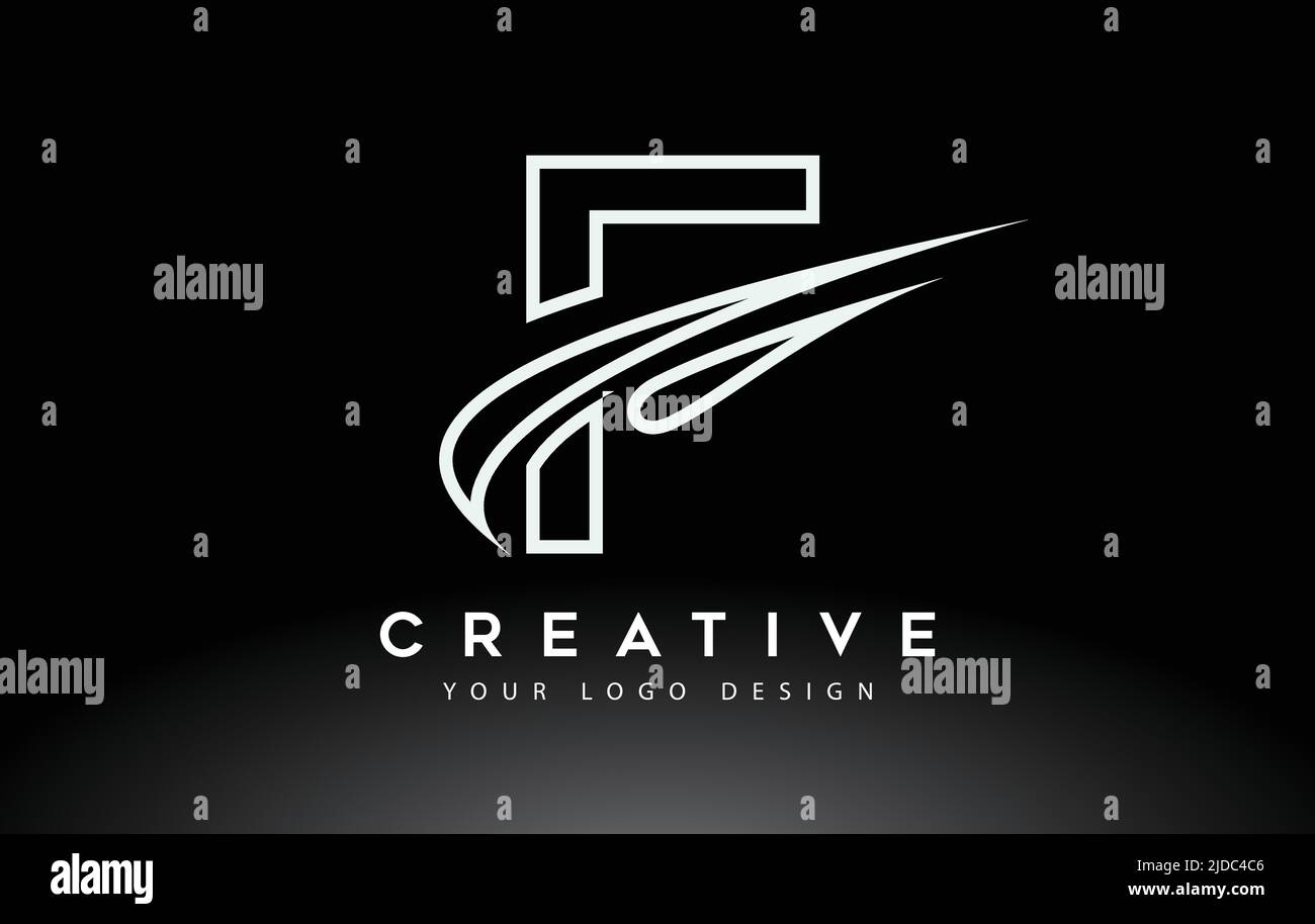 Creative F Letter Logo Design with Swoosh Icon Vector Illustration ...