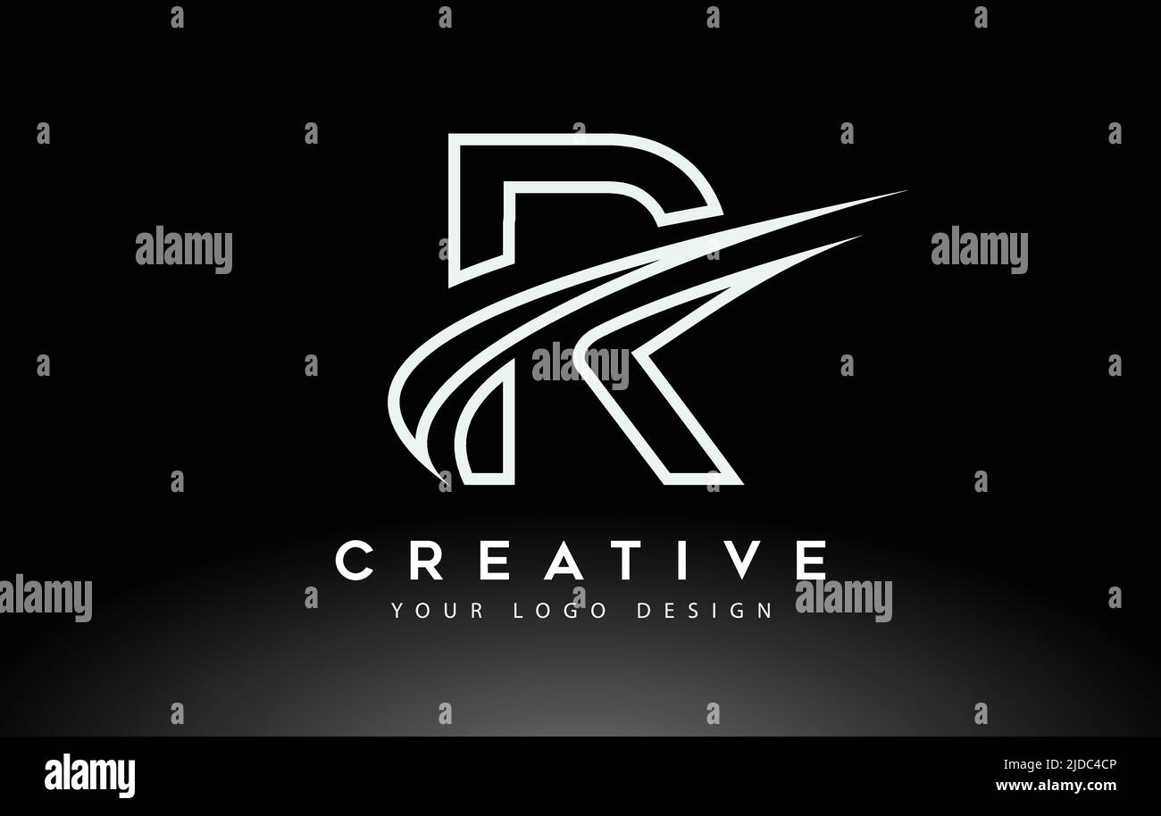 Creative R Letter Logo Design with Swoosh Icon Vector Illustration ...