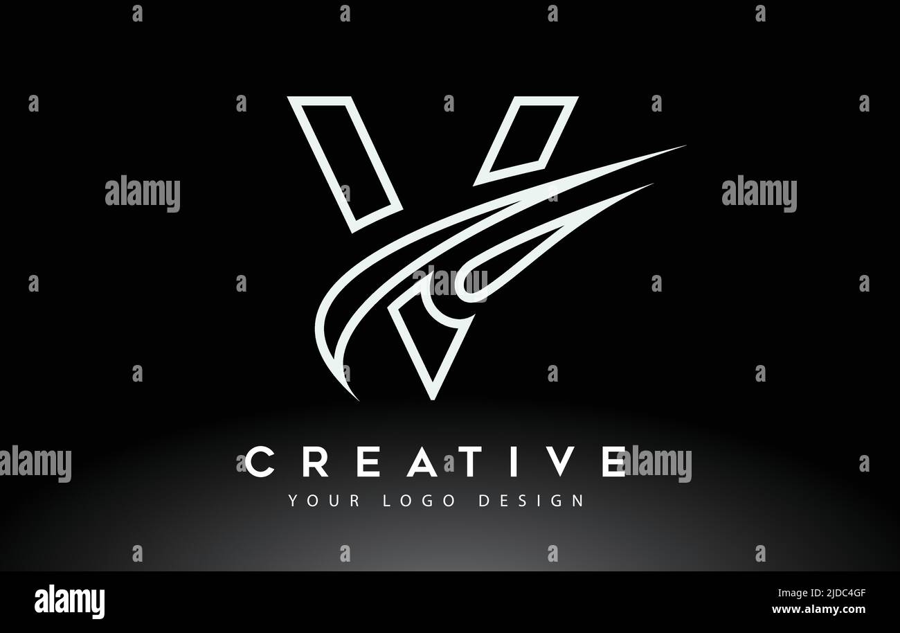 Creative V Letter Logo Design with Swoosh Icon Vector Illustration ...