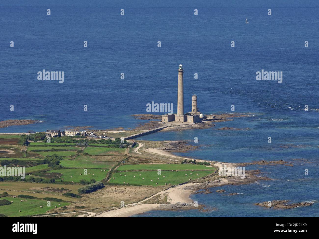 France, Manche Pointe de Barfleur, the lighthouse of Gatteville (aerial ...