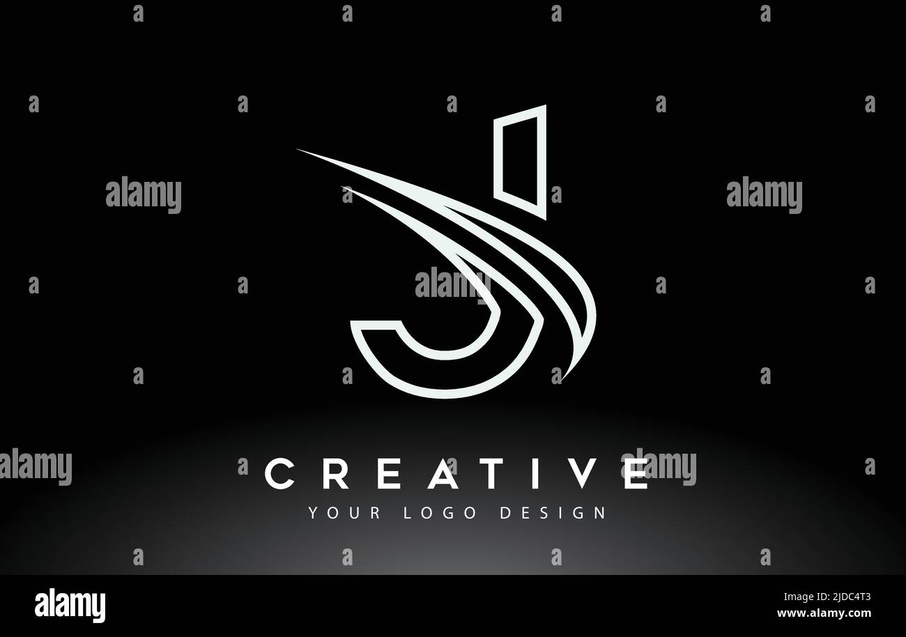 Creative J Letter Logo Design with Swoosh Icon Vector Illustration ...