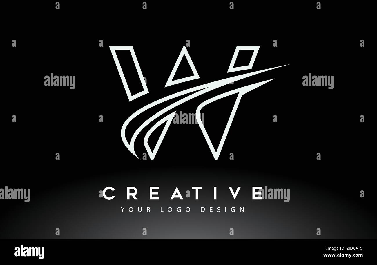 Creative W Letter Logo Design with Swoosh Icon Vector Illustration ...