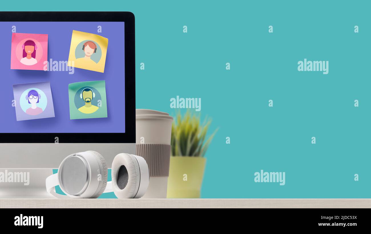 Sticky notes with students avatars on the computer screen, online ...