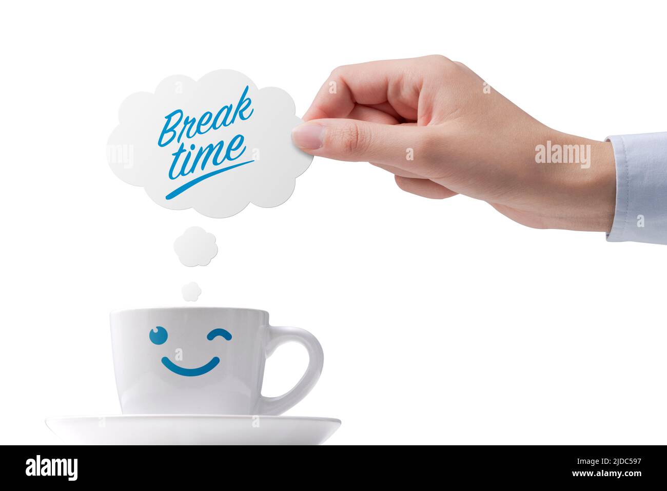 It's coffee break time with cute smiling character cup Isolated on ...