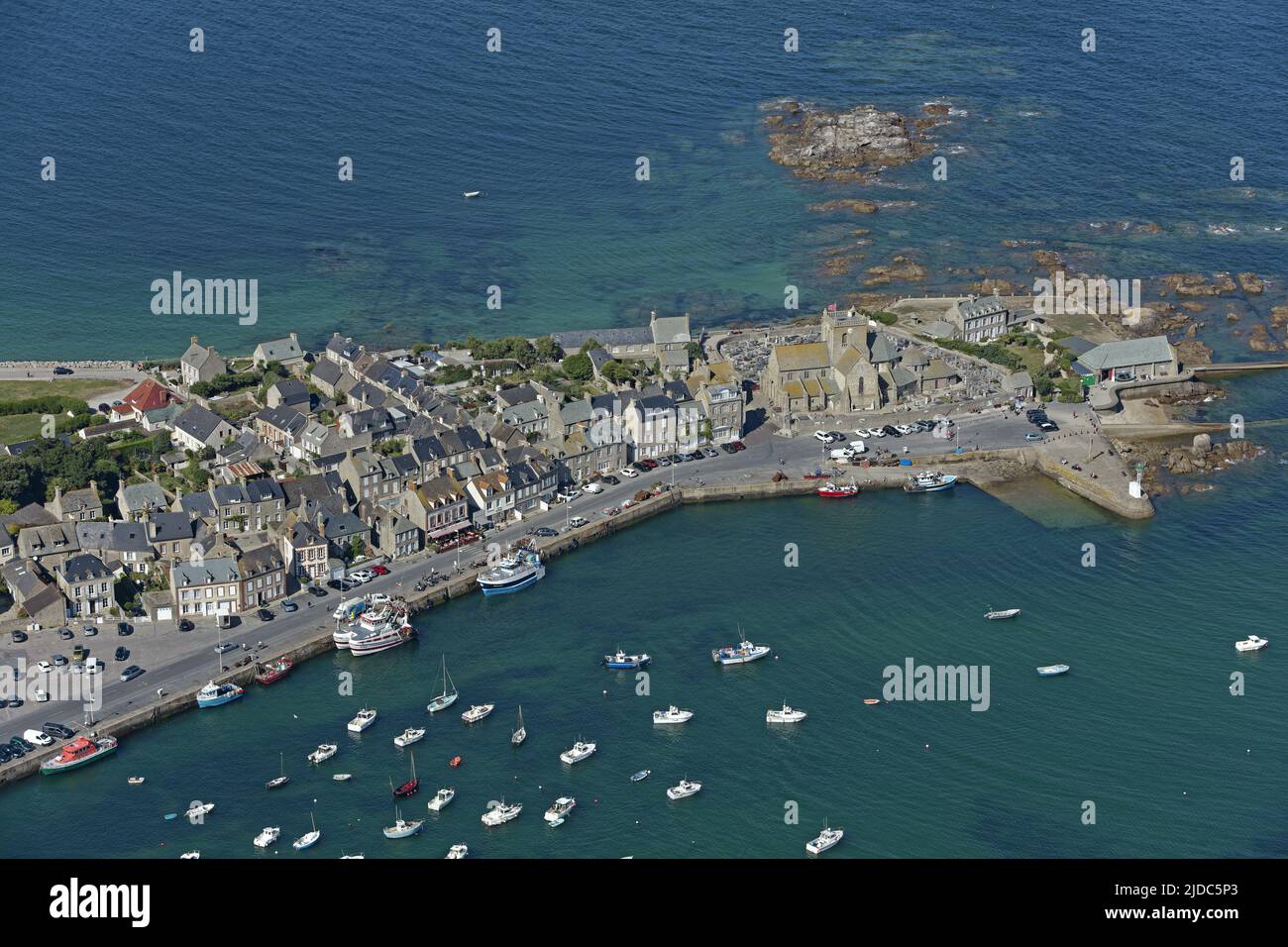 France, Manche Barfleur, classified port village (aerial photo Stock ...