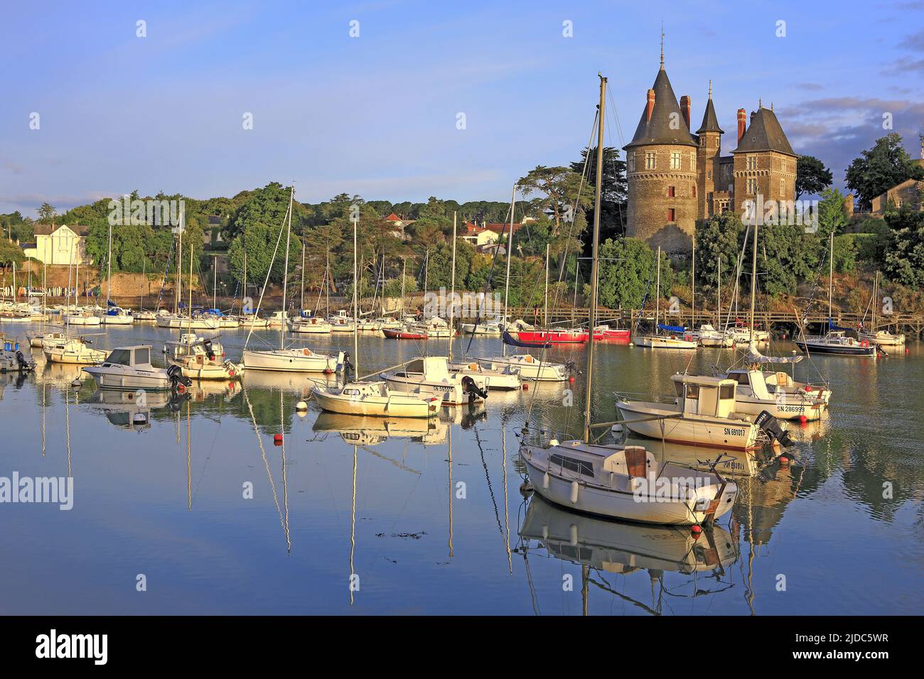France, Loire-Atlantique Pornic, the Ria, the old port and its castle ...