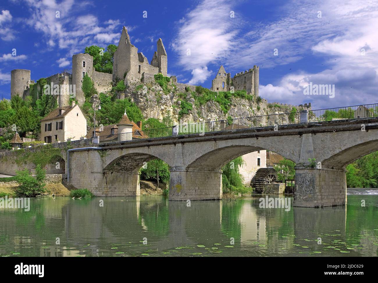 France, Vienne Angles-sur-l'Anglin, remains of the castle, village ...