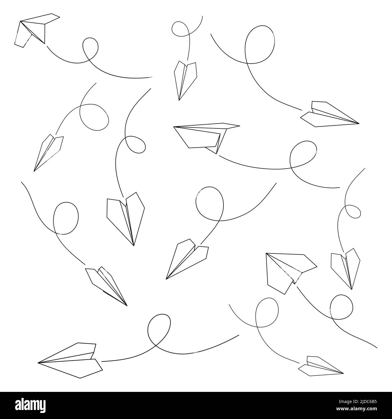 Set of vector illustrations of paper plane icons. Outline simple paper ...