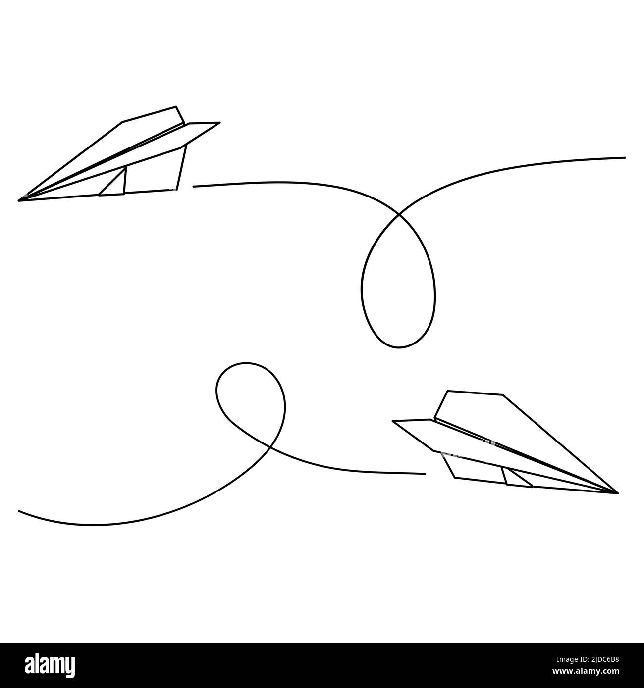 Set of vector illustrations of paper plane icons. Outline simple paper ...